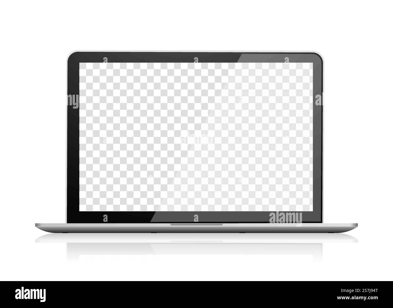 Realistic laptop front view. Notebook computer with empty screen ...