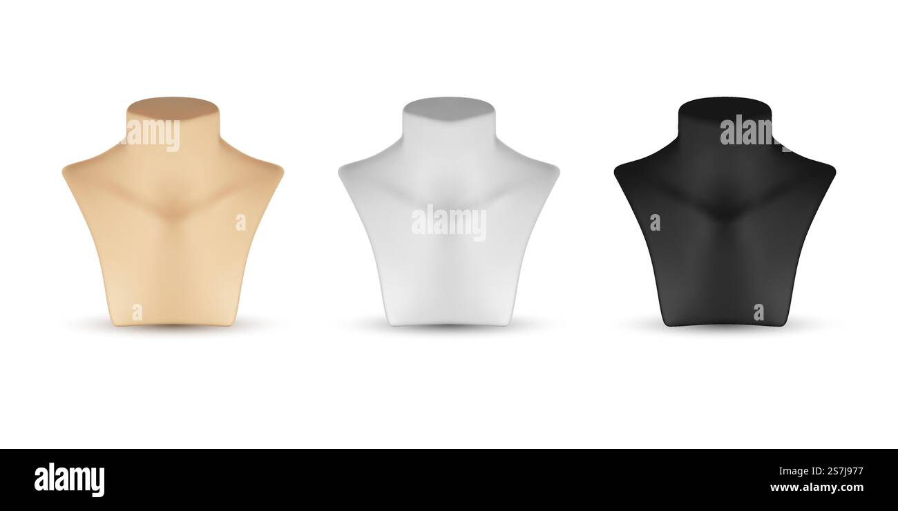 Necklace mannequin stand set for jewelry. Blank 3d mockup. Realistic ...