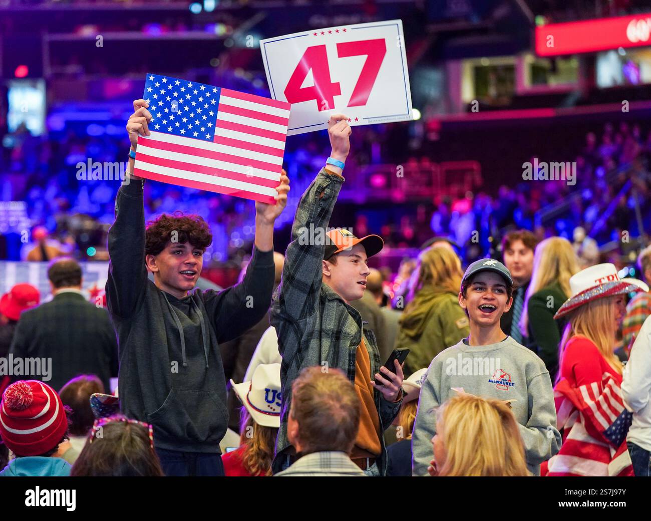 Washington, United States. 19th Jan, 2025. Attendees gather for the ...