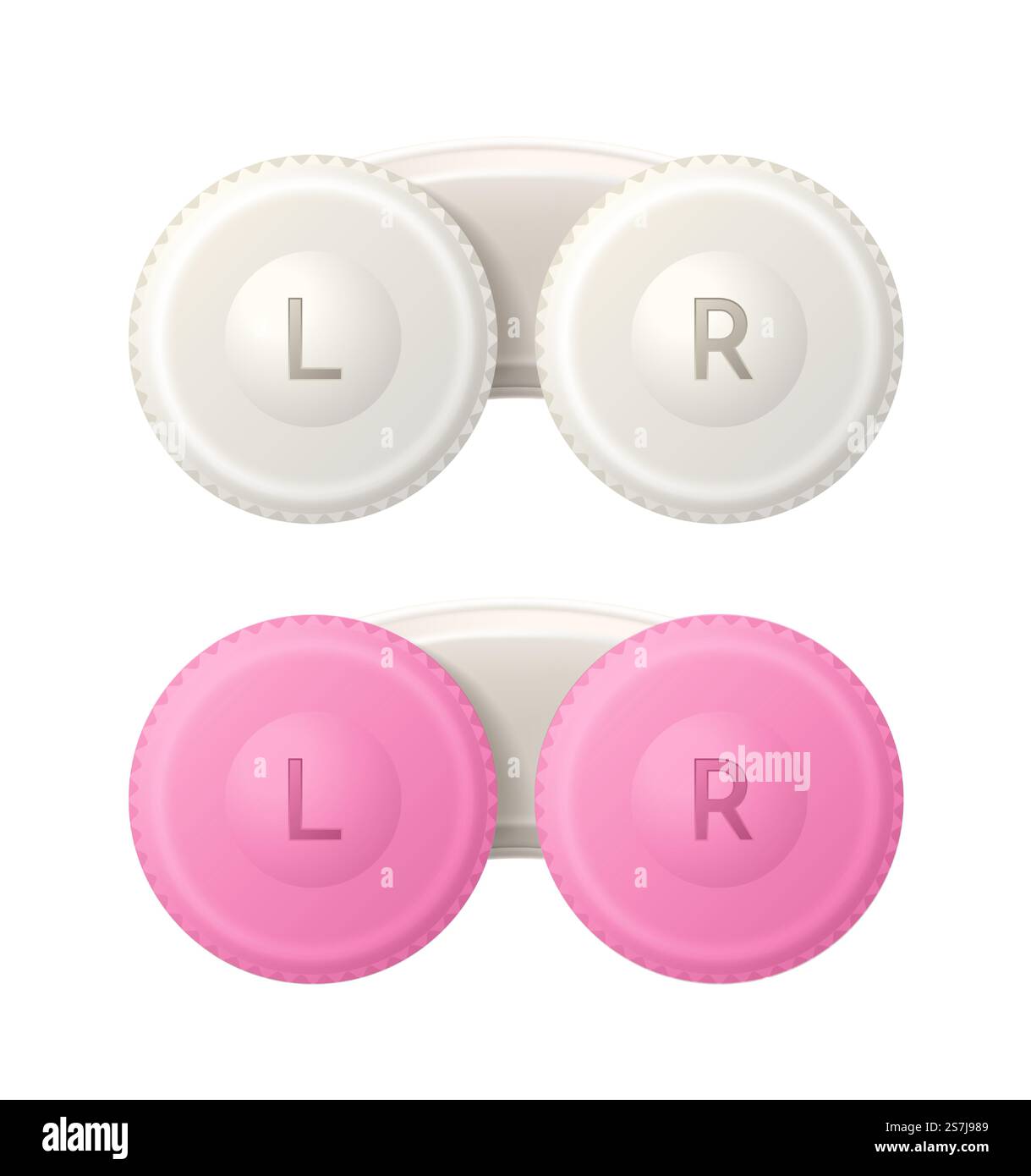Vector Realistic Contact Lens Container Pink Mockup Set Eyesight Care Lens Hygiene Container