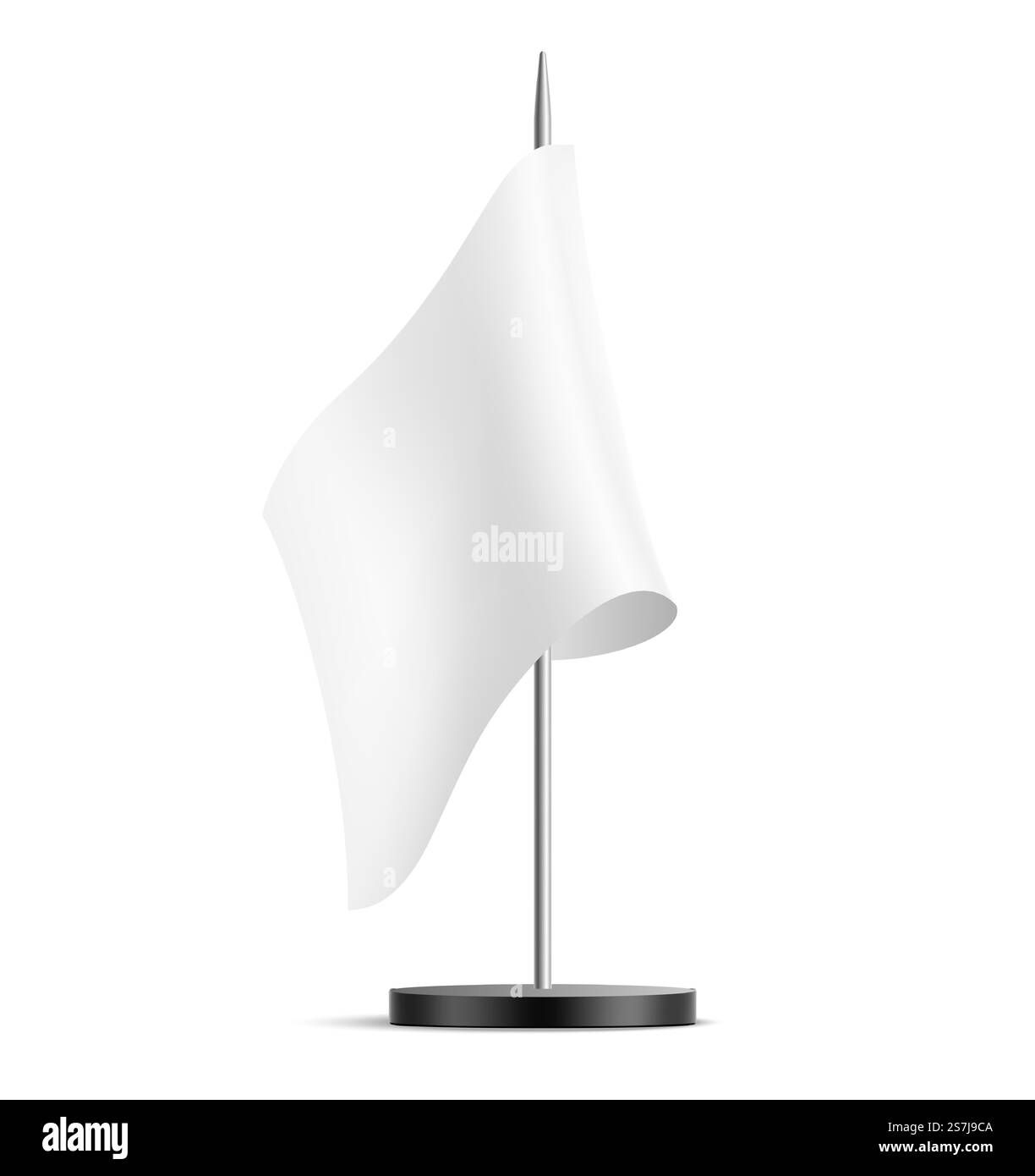 Realistic table flag. Blank white identiy flag for branding. Vector ...