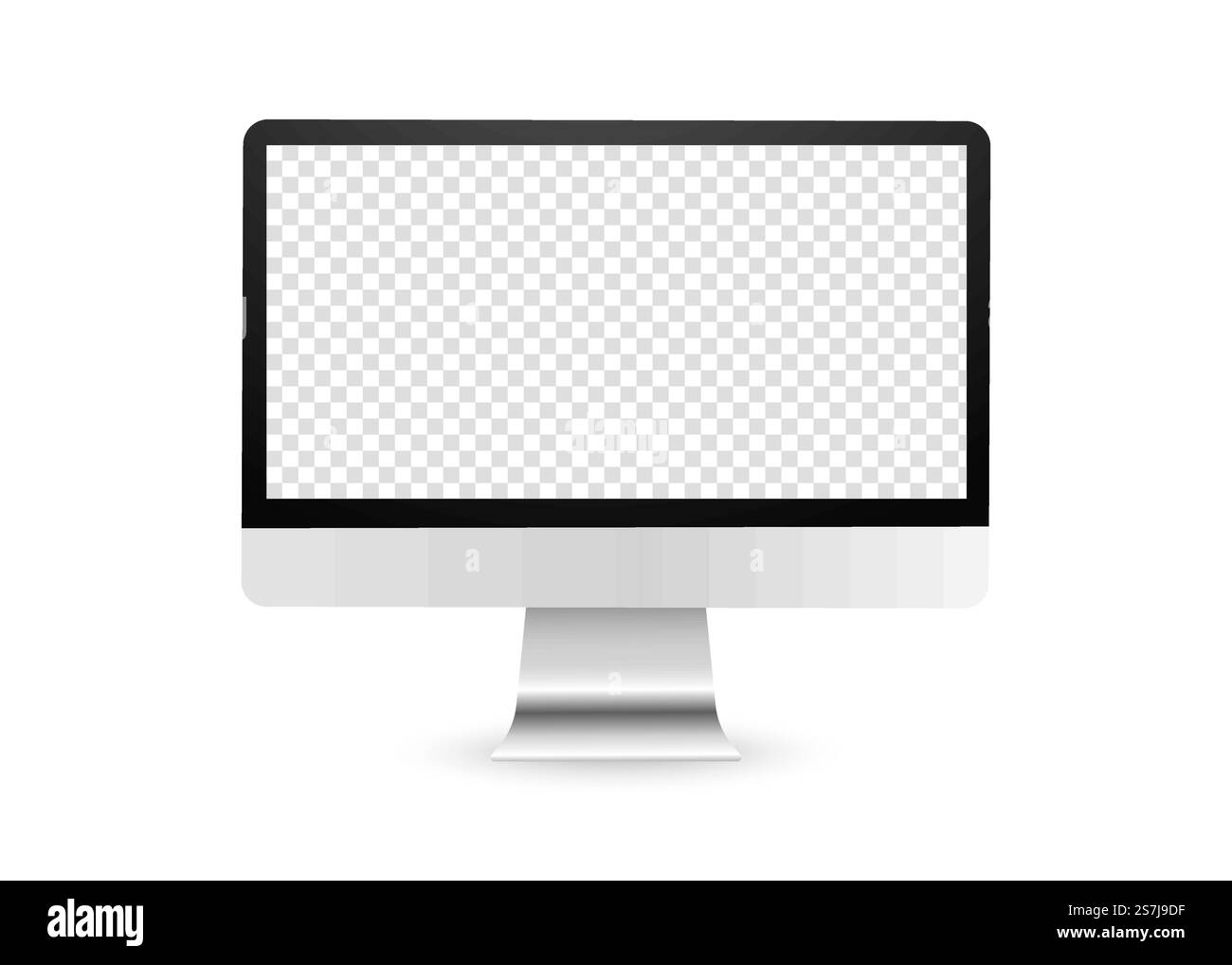 Realistic computer display with transparent screen. Blank lcd monitor. PC display isolated on ...
