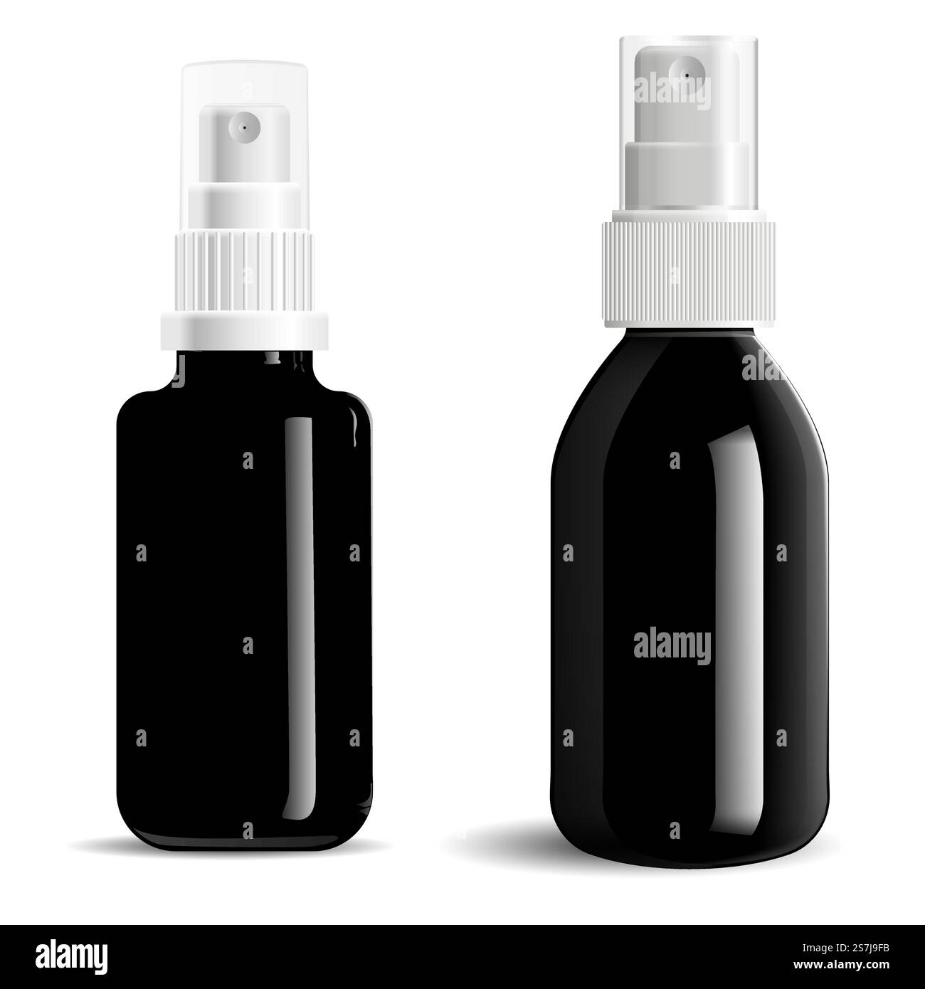 Cosmetic spray black bottle. Mist spray package isolated on background ...