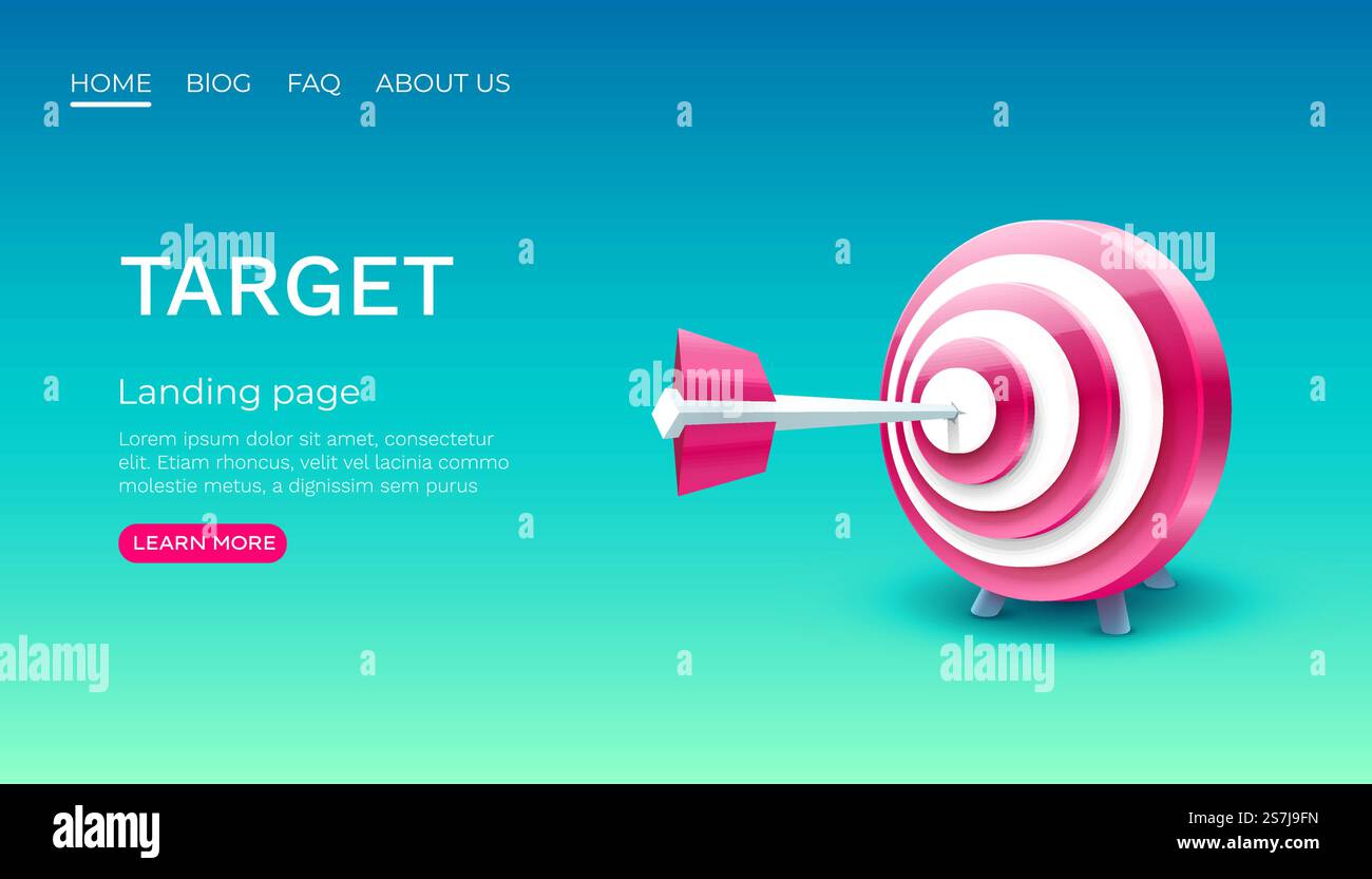 Target landing page, banner business 3d icon. Vector illustration ...