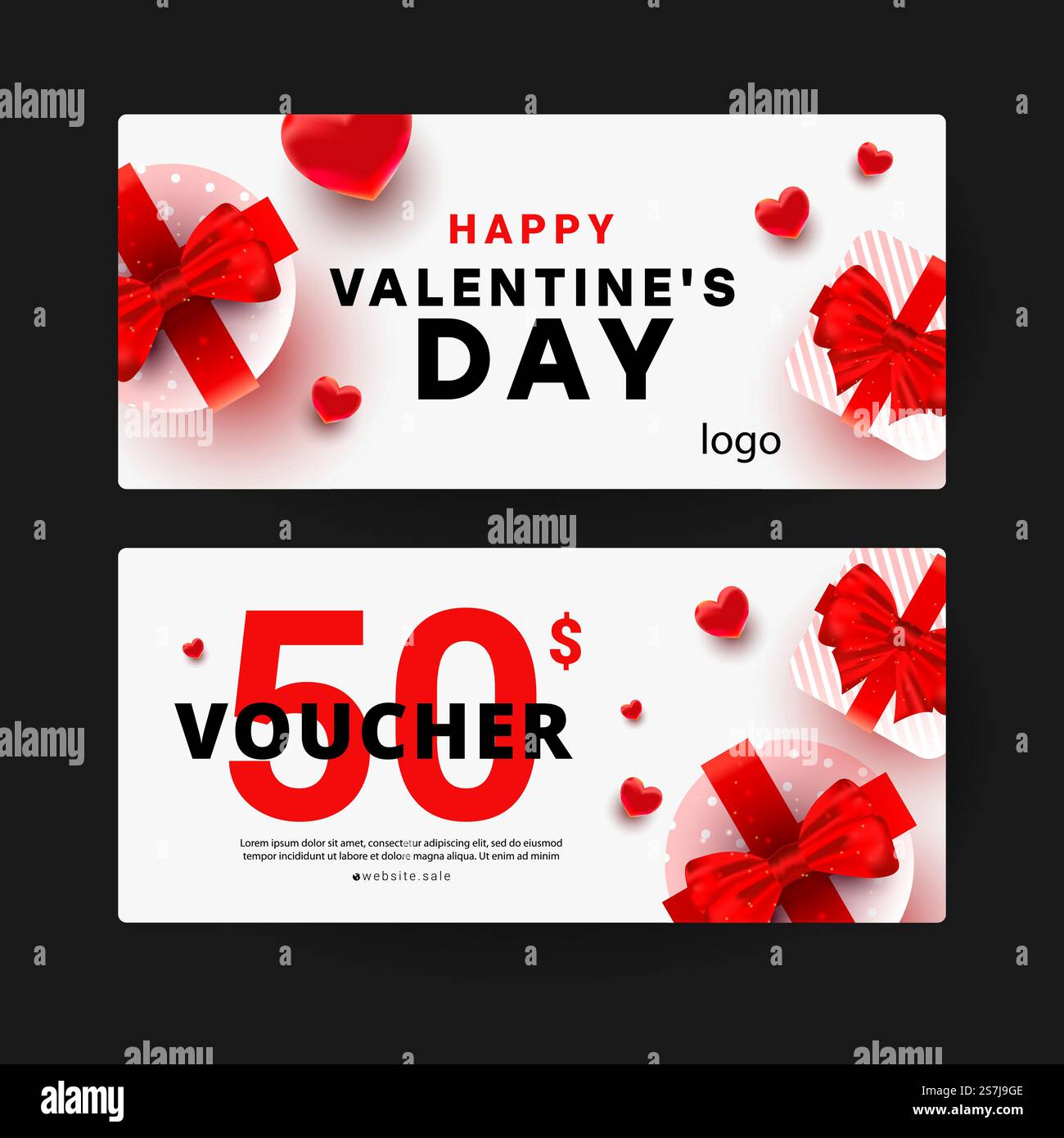 Gift voucher discount template with realistic surprise gift boxes hi ...