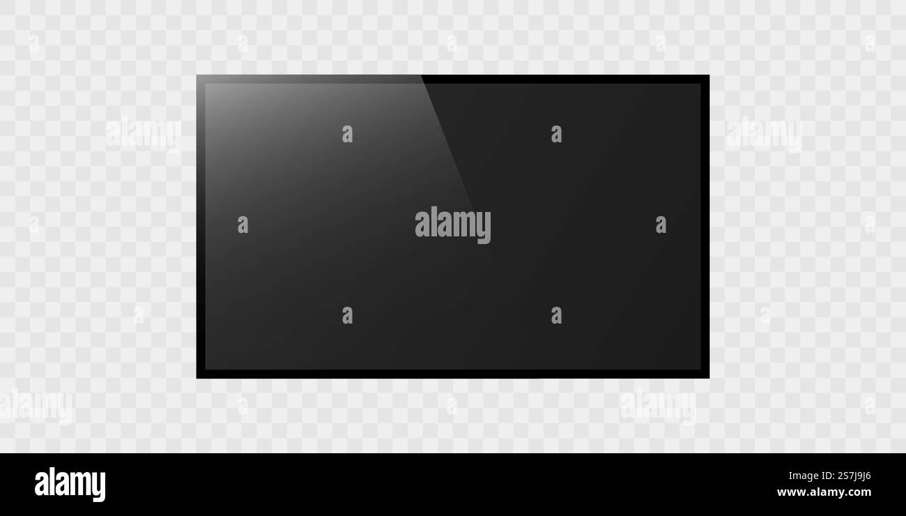 Realistic TV screen on transparent background. Modern blank screen LCD ...