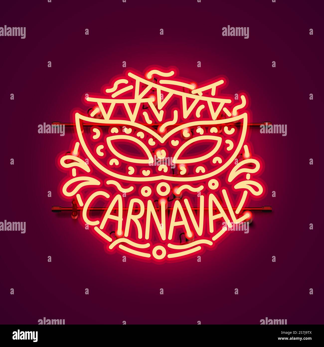 Carnaval neon sign, color red. Vector illustration Stock Vector Image ...