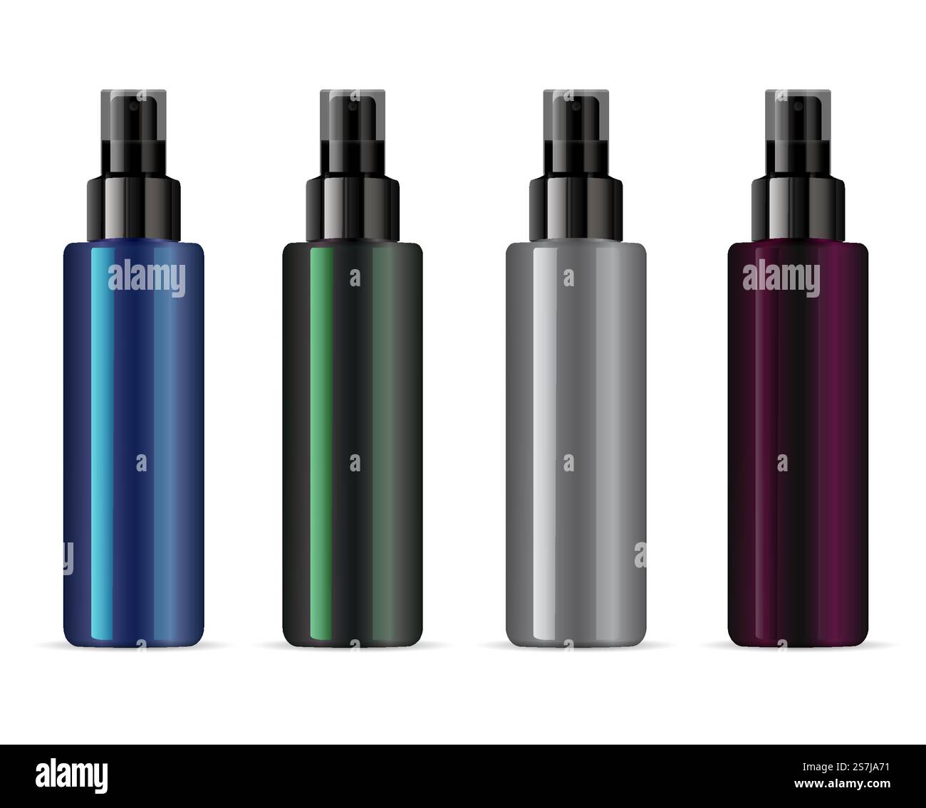 Cosmetic spray bottle mockup, clear vector packaging with pump ...