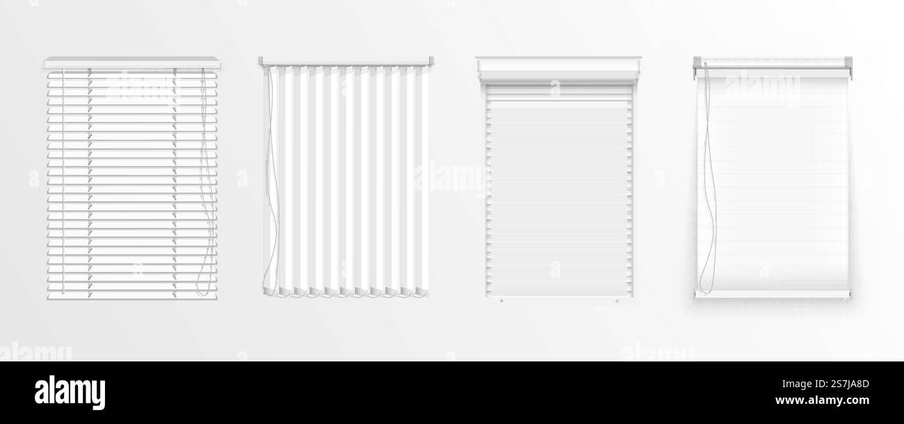 Set of horizontal and vertical blinds for window, element interior ...