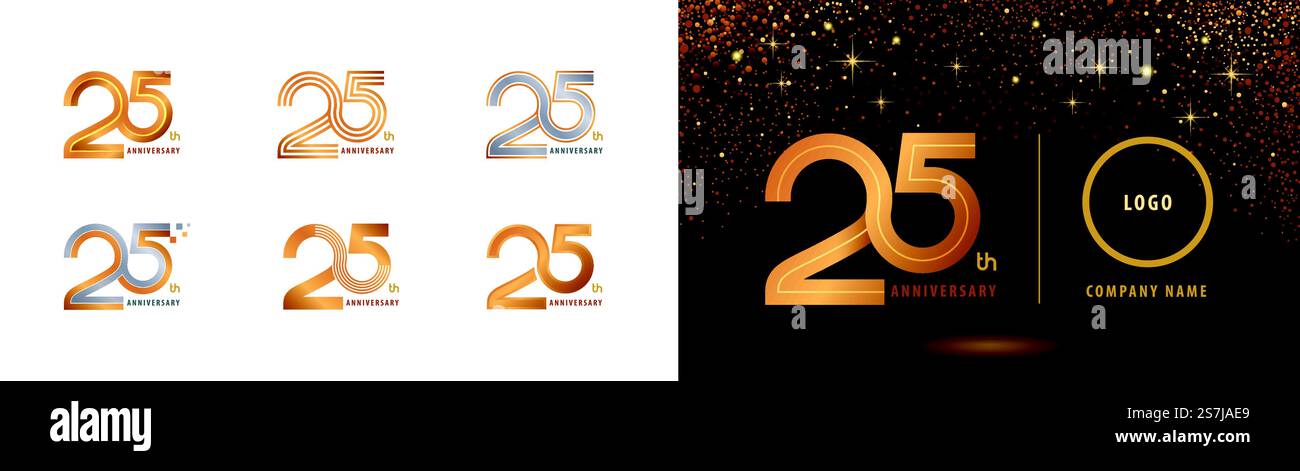 Set of 25th Anniversary logotype design, Twenty five years Celebrate ...