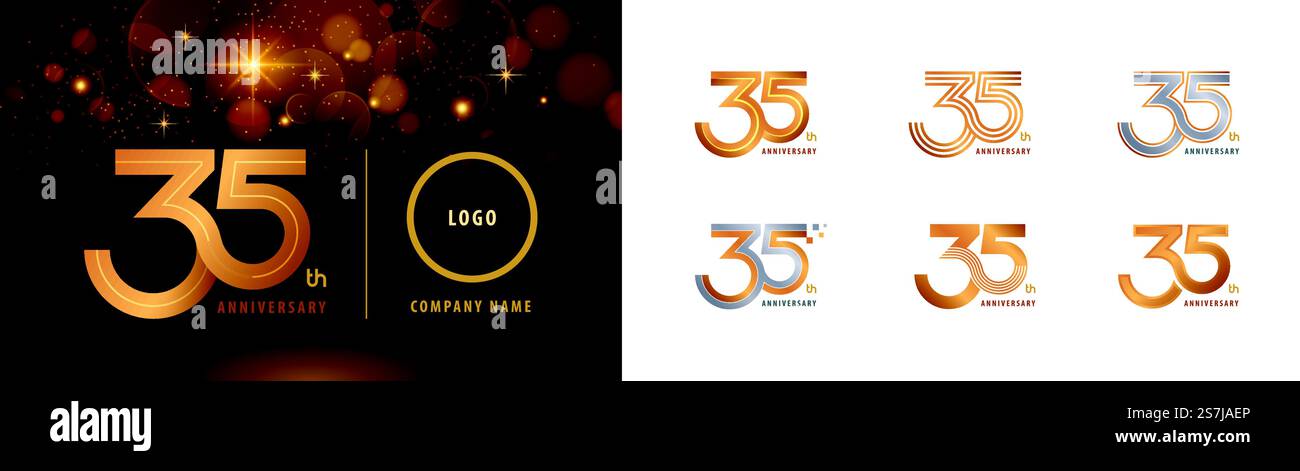 Set of 35th Anniversary logotype design, Thirty five years Celebrate Anniversary Logo multiple ...