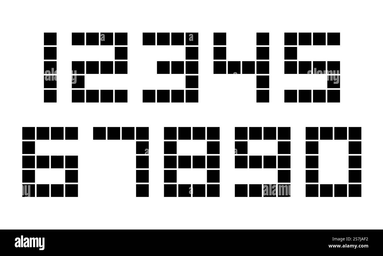 Set of numbers pixel style consisiting of 1, 2, 3, 4, 5, 6, 7, 8, 9, 0 ...