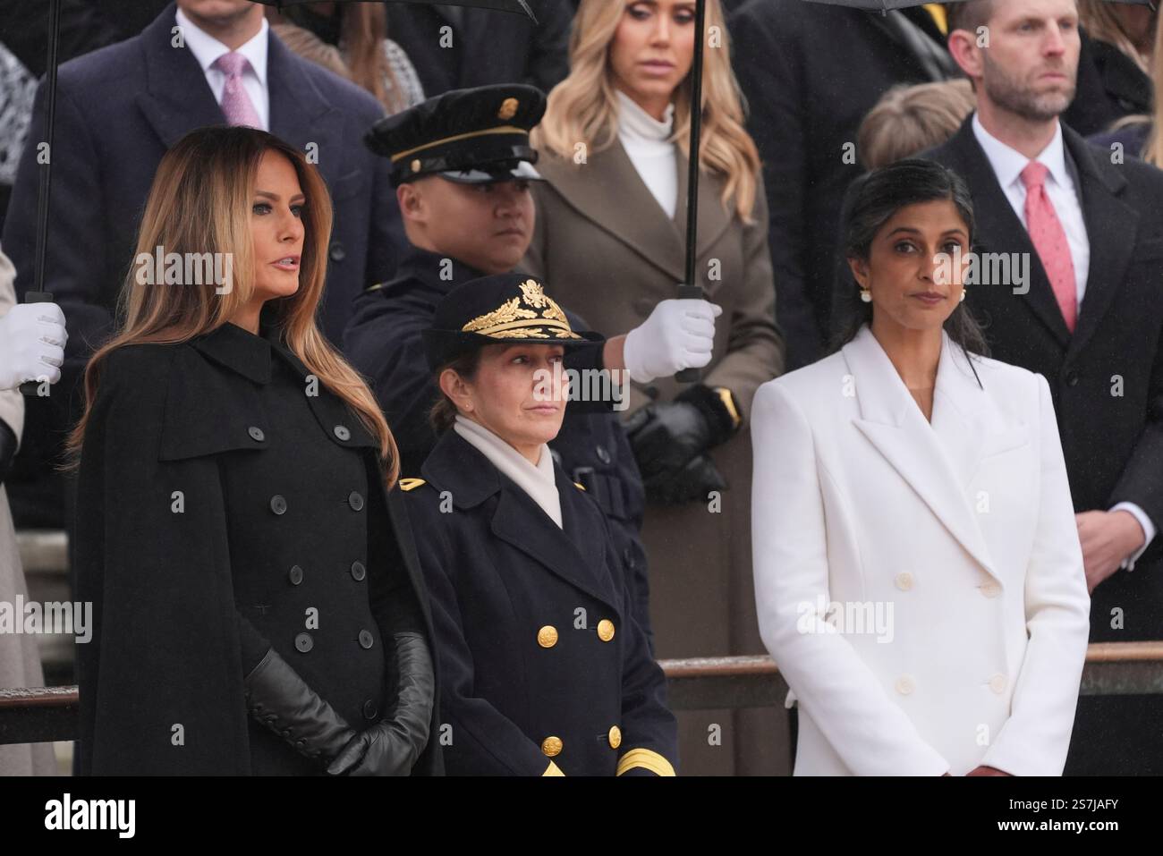 Melania Trump and Usha Vance watch as President-elect Donald Trump ...