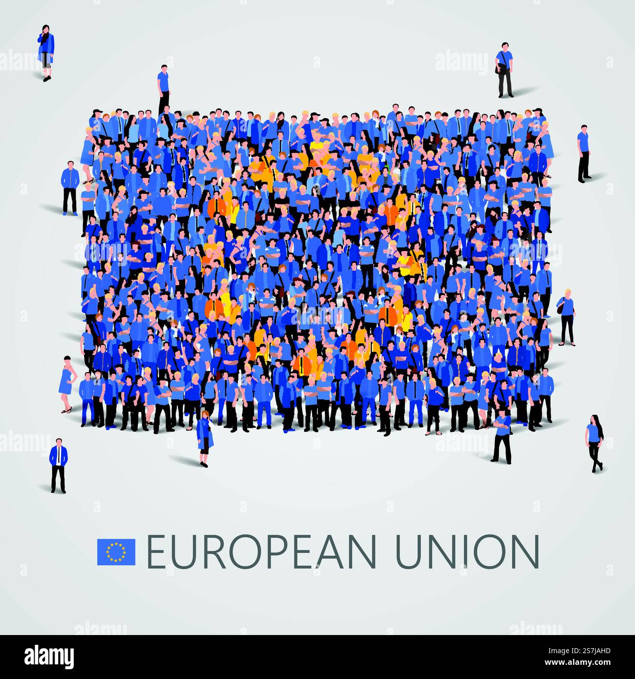 Large group of people in the shape of European union flag. Europe ...