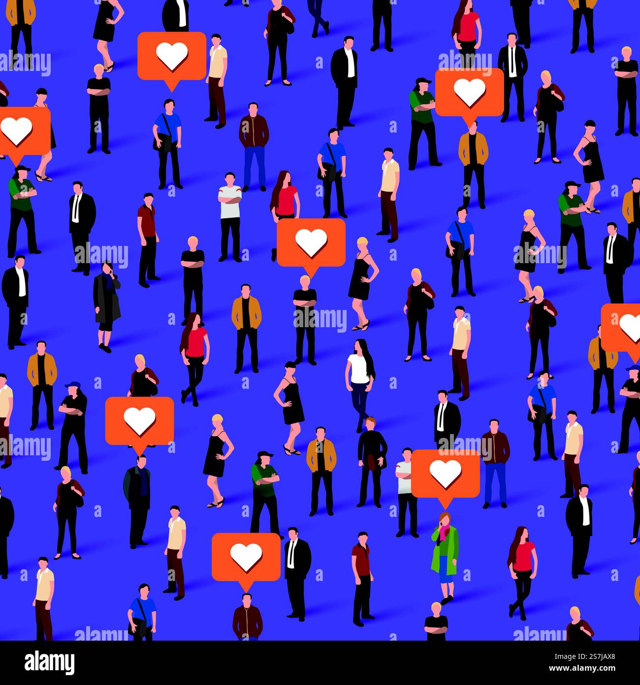 Large group of people with like signs. Social network concept. Vector ...