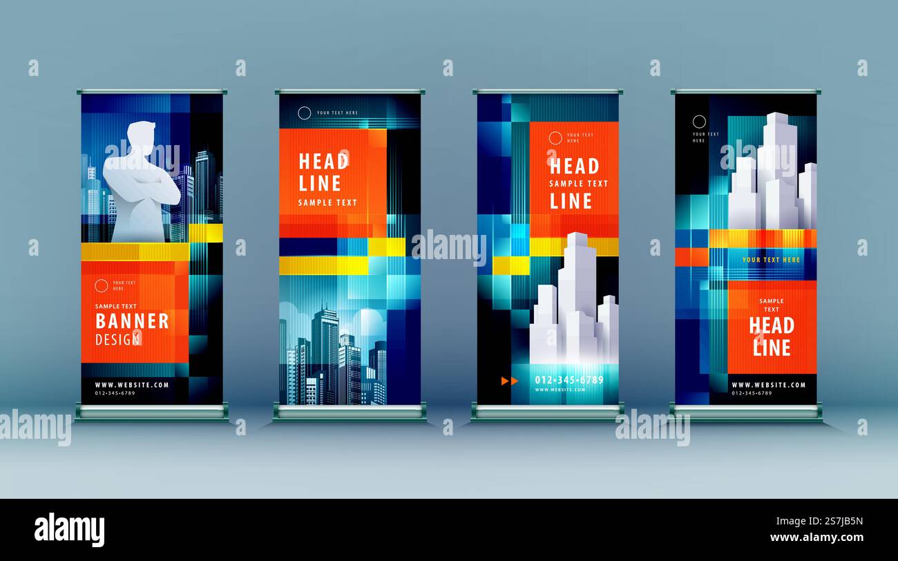 Business Roll Up Set. Standee Design. Banner Template, Abstract Black ...