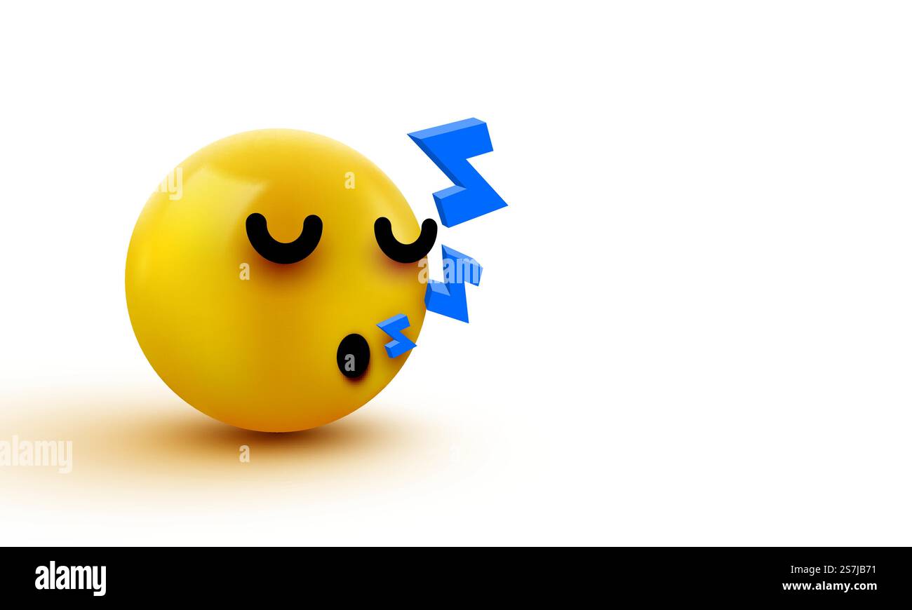Emoji yellow Sleeping face. Cute Sleeping Emoticon. 3D illustration for ...