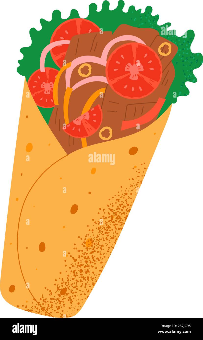 Pita roll chicken tomato Stock Vector Images - Alamy