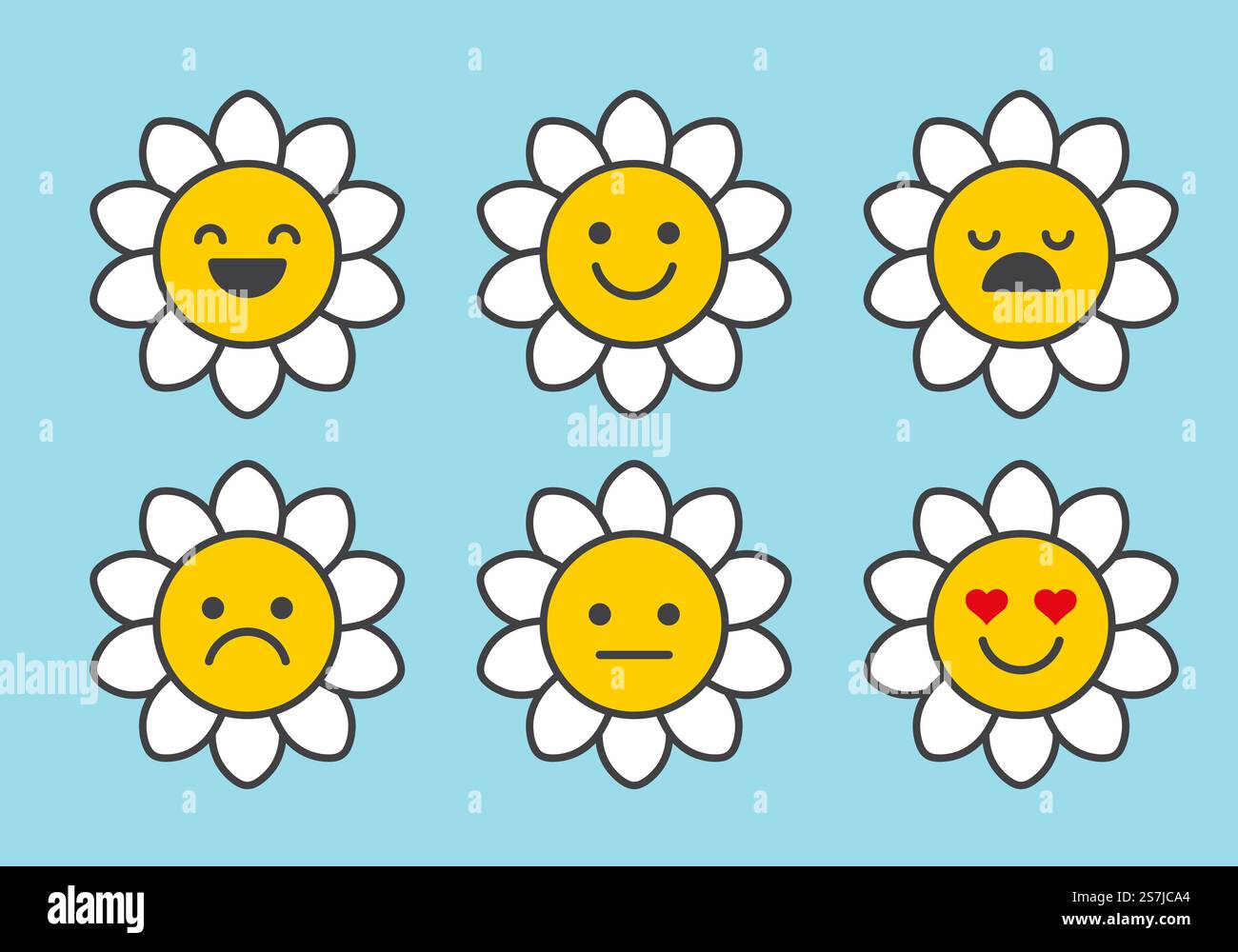 Daisy flower with funny smiling faces Stock Vector Image & Art - Alamy