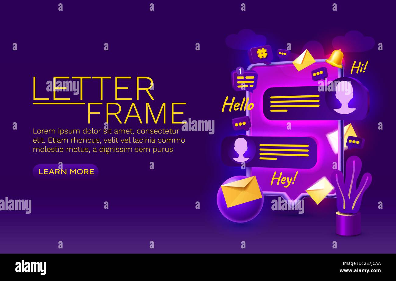 Letter chat smartphone mobile screen, technology mobile display. Vector ...