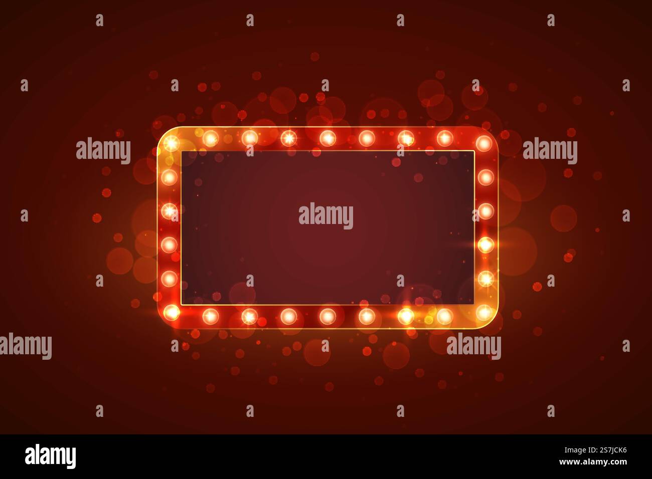 Red frame retro billboard, blank showtime text. Vector illustration ...