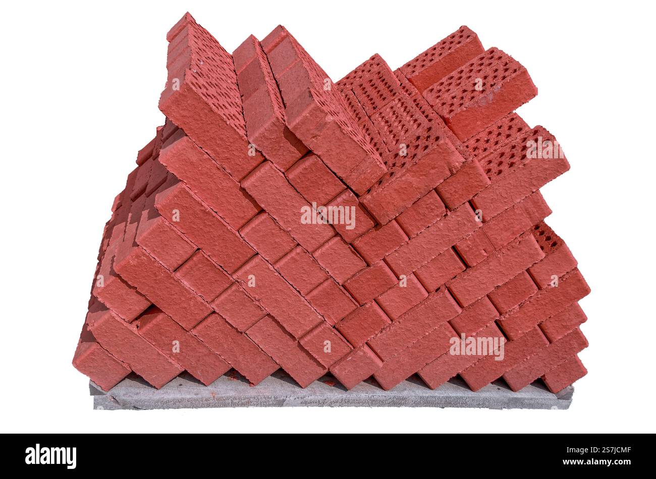 New red bricks on a pallet close-up isolate on a white background Stock ...