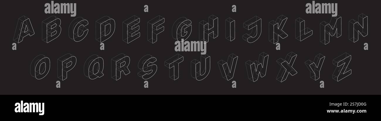 Wireframe isometric alphabet. 3d font design Stock Vector Image & Art ...