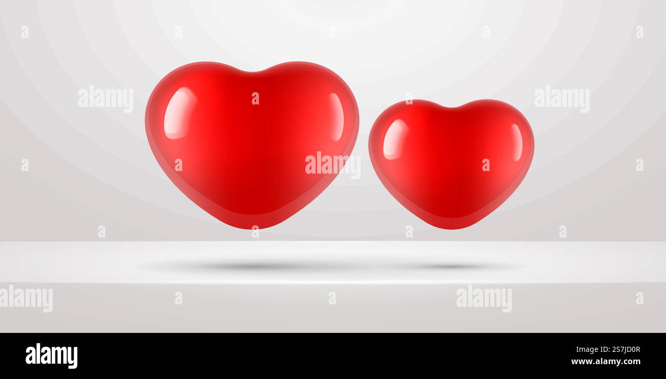 Flying red balloon in heart shape over white background Stock Vector ...