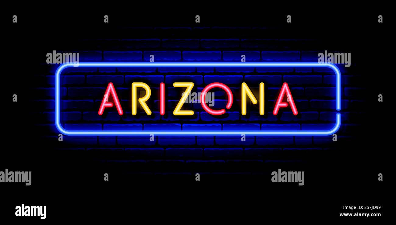 Arizona neon signboard. Glowing banner. Stock vector illustration Stock ...