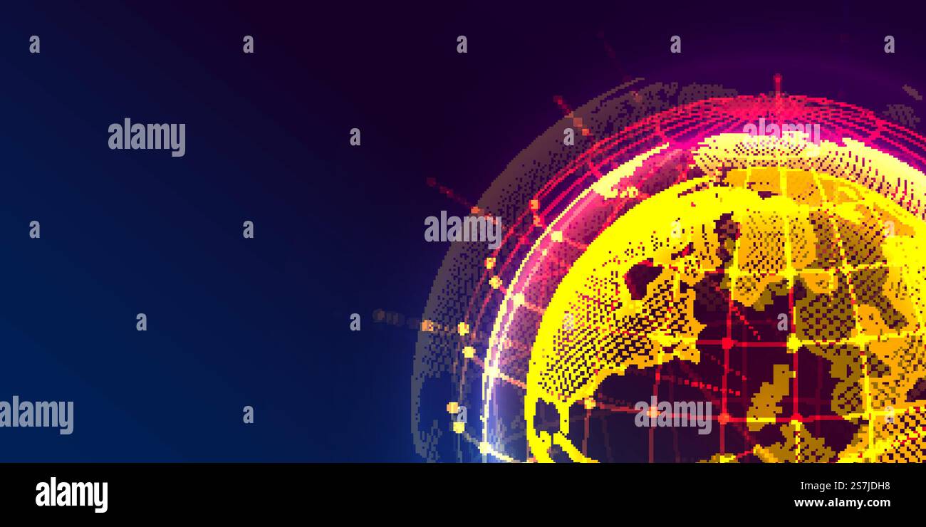 Concept global planet earth point black background. Vector illustration ...