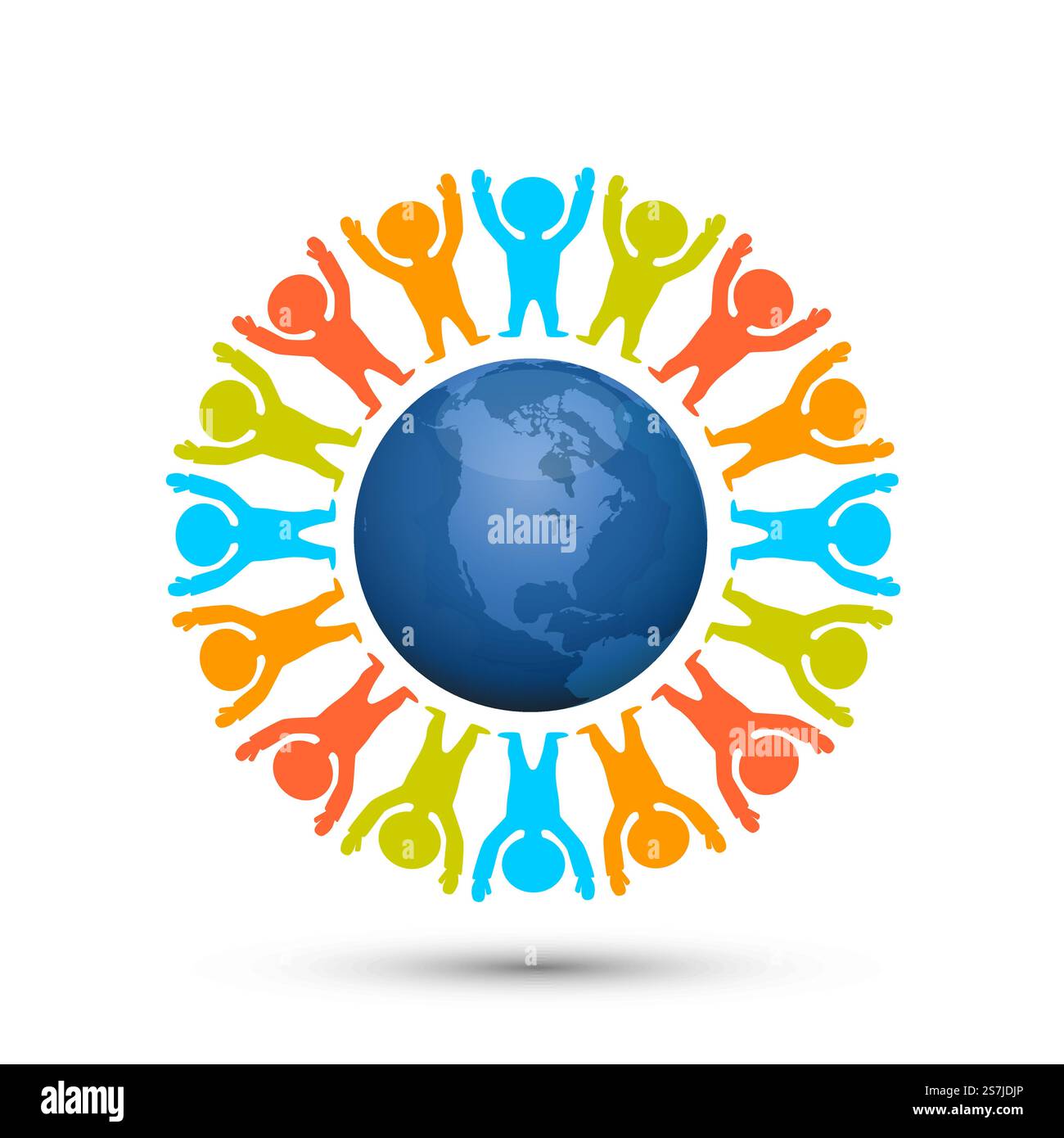Earth globe with people planet . Vector illustration Stock Vector Image ...