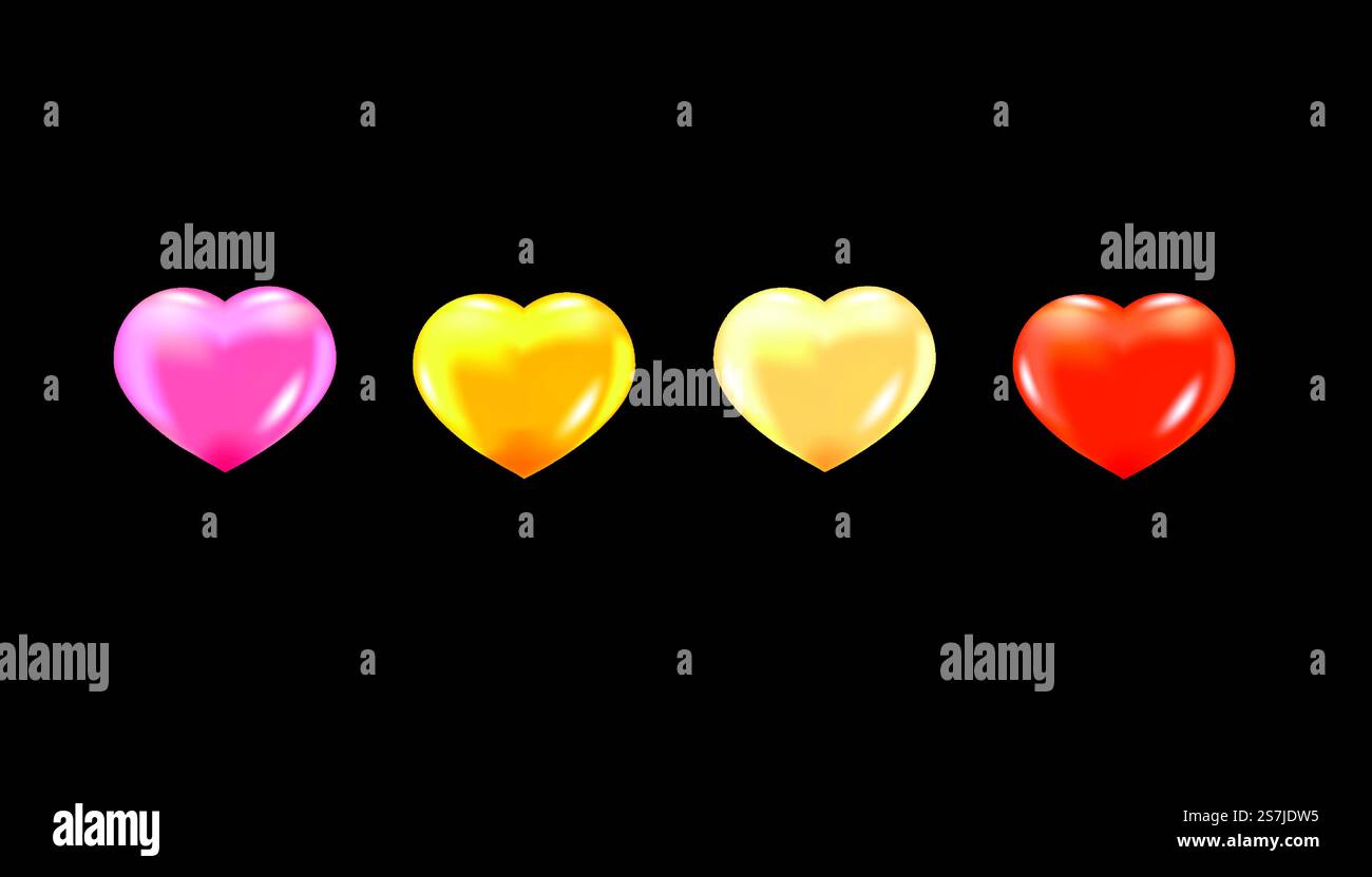 Realistic hearts set on the transparent background Vector Stock Vector ...