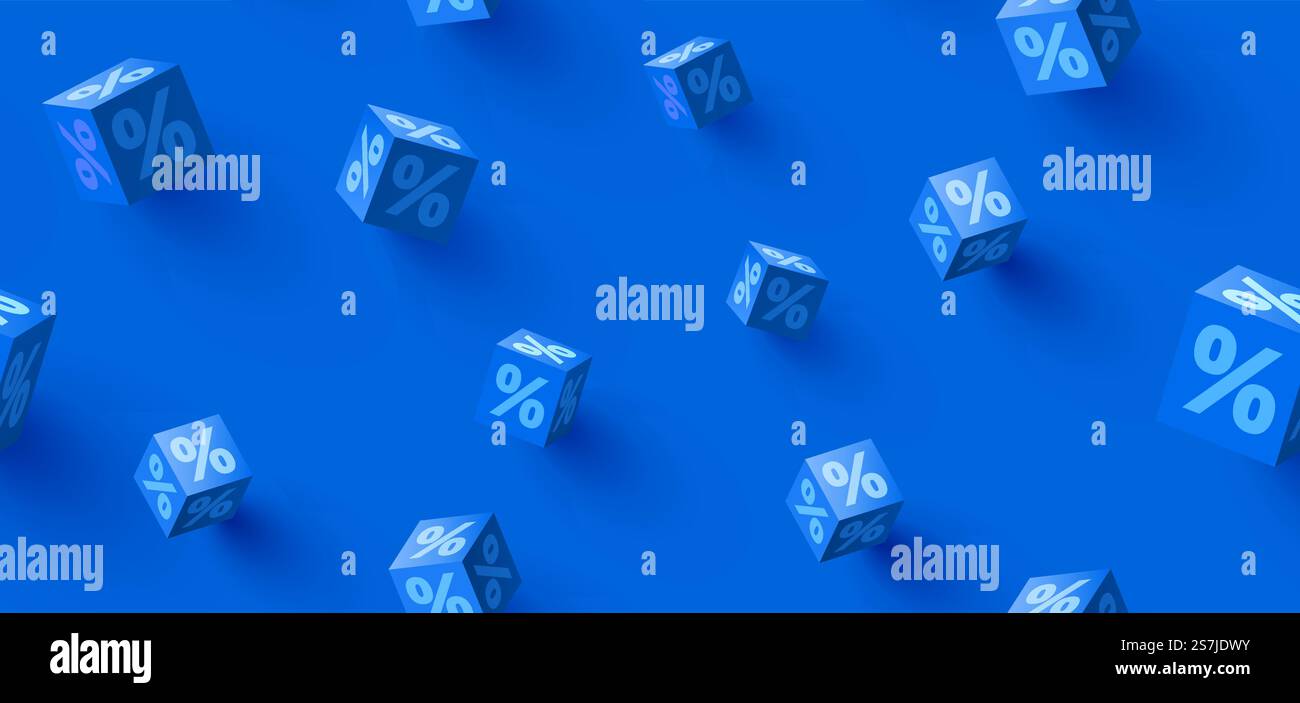 Sale or financial seamless pattern design on bright blue background ...