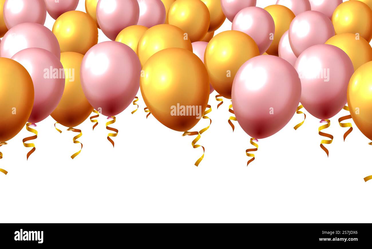 Festive color gold balloon party background. Vector illustration Stock ...