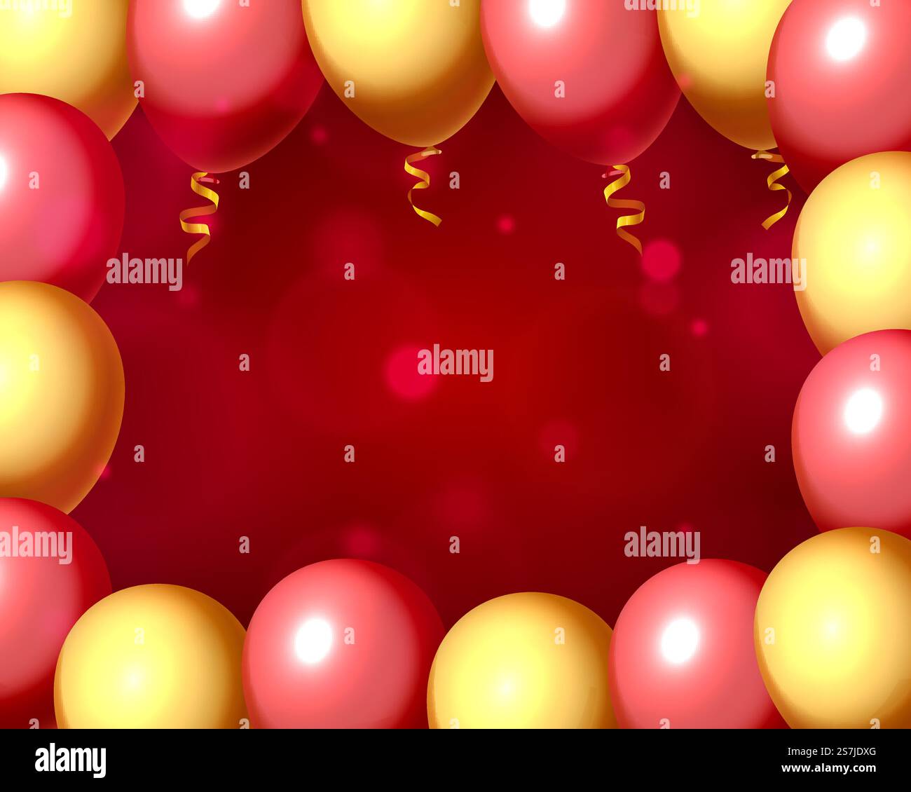 Festive balloon in an empty frame, color red and yellow. Vector ...