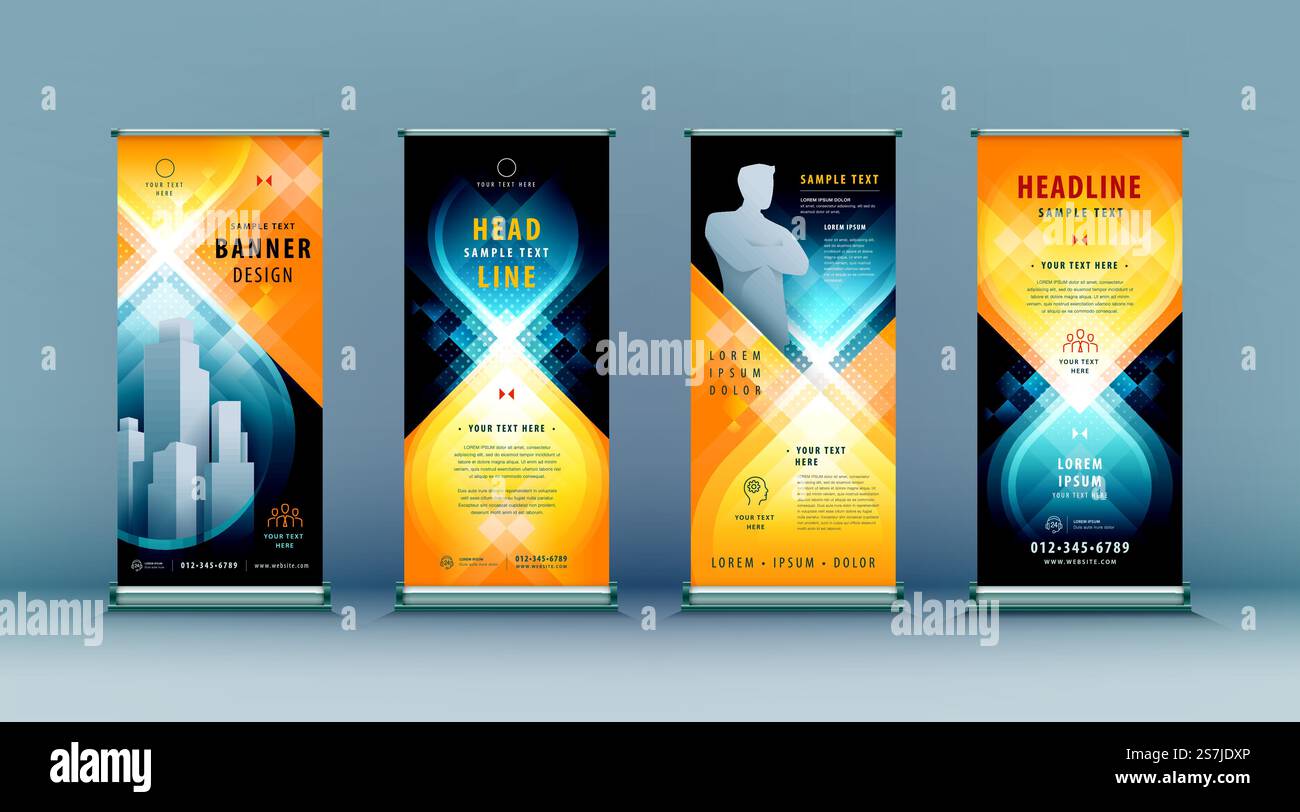 Business Roll Up Set. Standee Design. Banner Template, Abstract Black ...