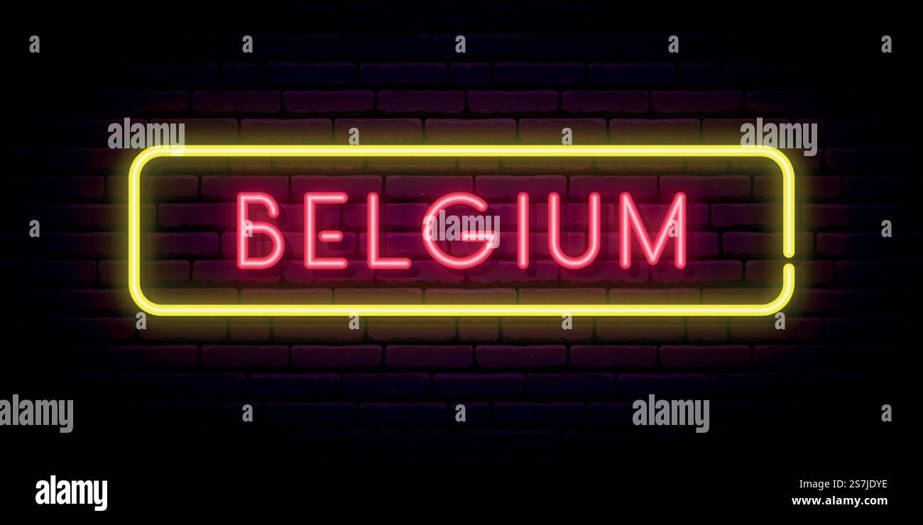 Belgium neon sign bright Stock Vector Images - Alamy