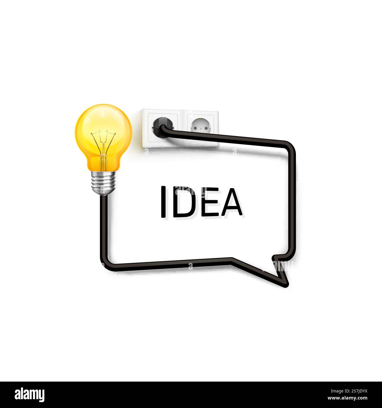 Creative idea chat with lamp and cord. Vector illustration Stock Vector ...