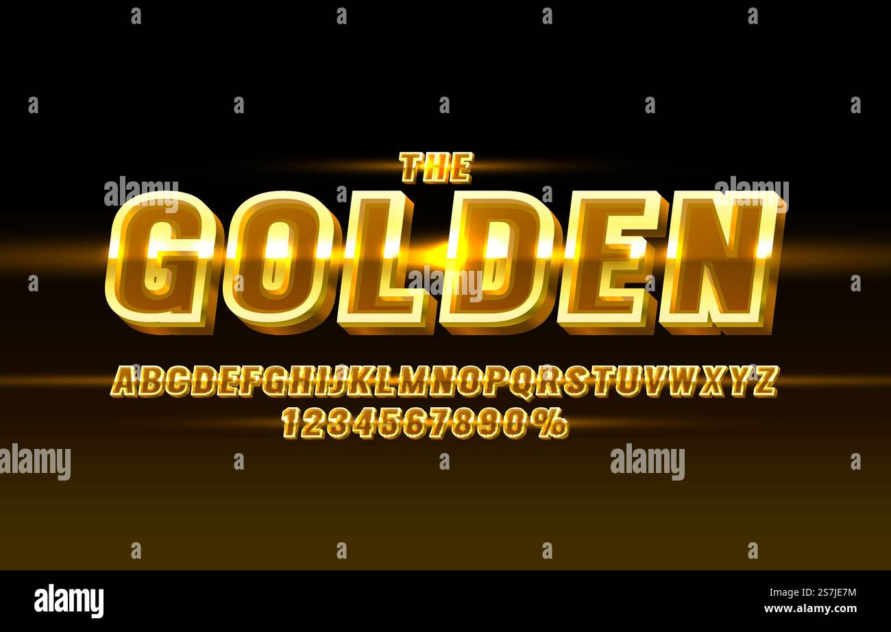 Gold font set collection, letters and numbers symbol. Vector ...