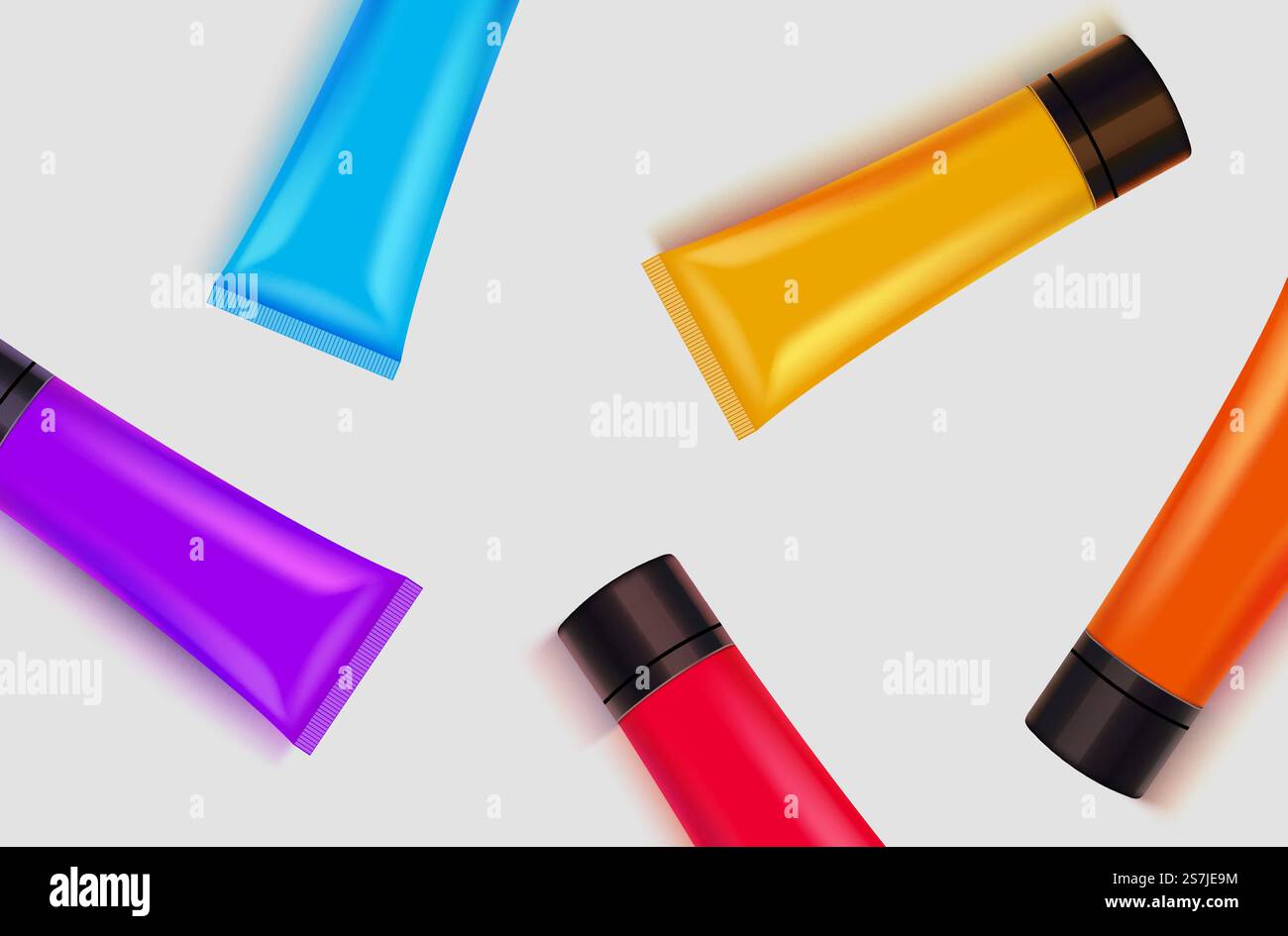 Set of colorful tubes. Acrylic painting or cosmetics concept. Artist or ...