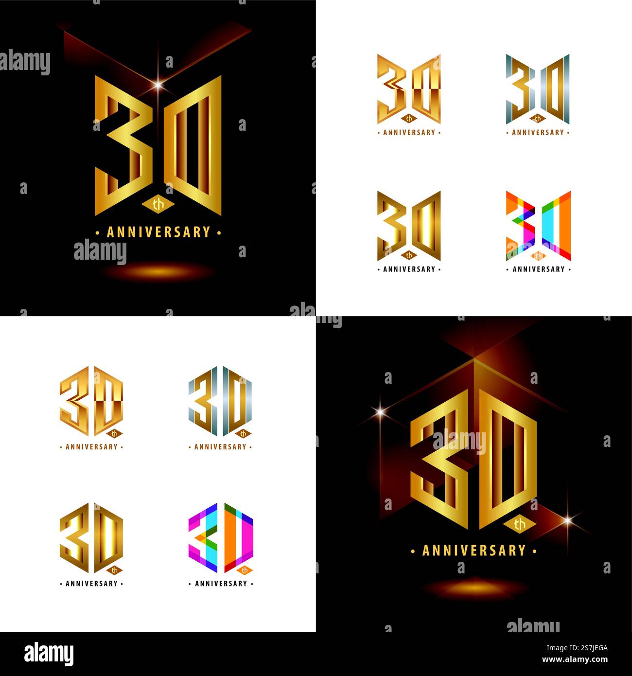 Set of 30th Anniversary logotype design, Thirty years Celebrate ...