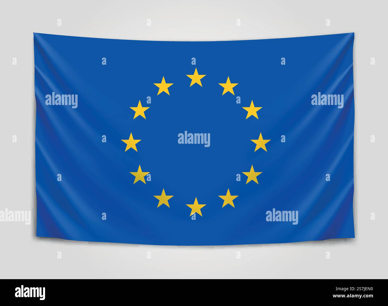 Hanging flag of Europe. European Union. European flag concept. Vector ...