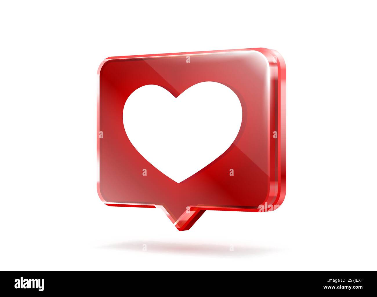 Heart like icon, sign follower 3d banner, love post social media ...