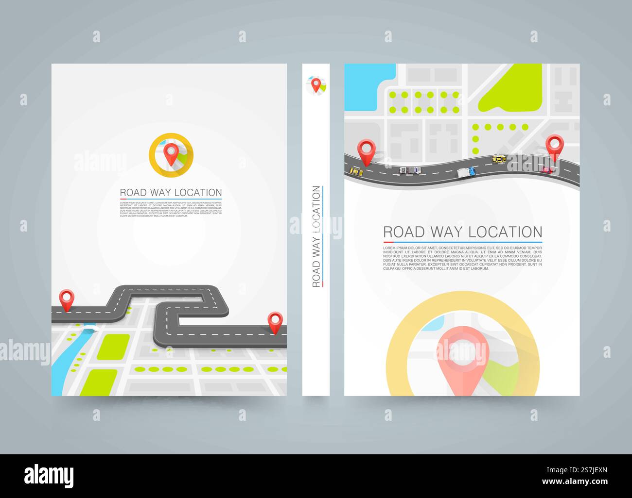Paved path on the road. banner road book. A4 size paper, Vector ...