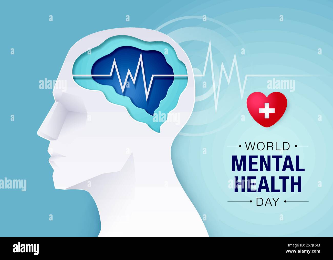 World mental health day, Human head with Brain and mental health ...