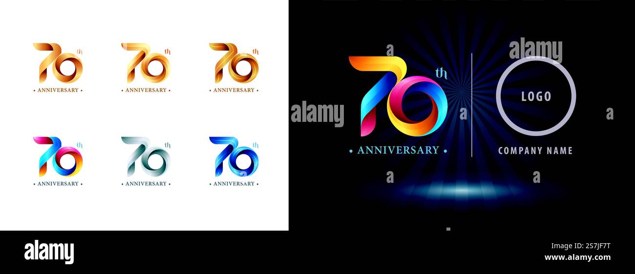 Set of 70th Anniversary logotype design, Seventy years celebration ...
