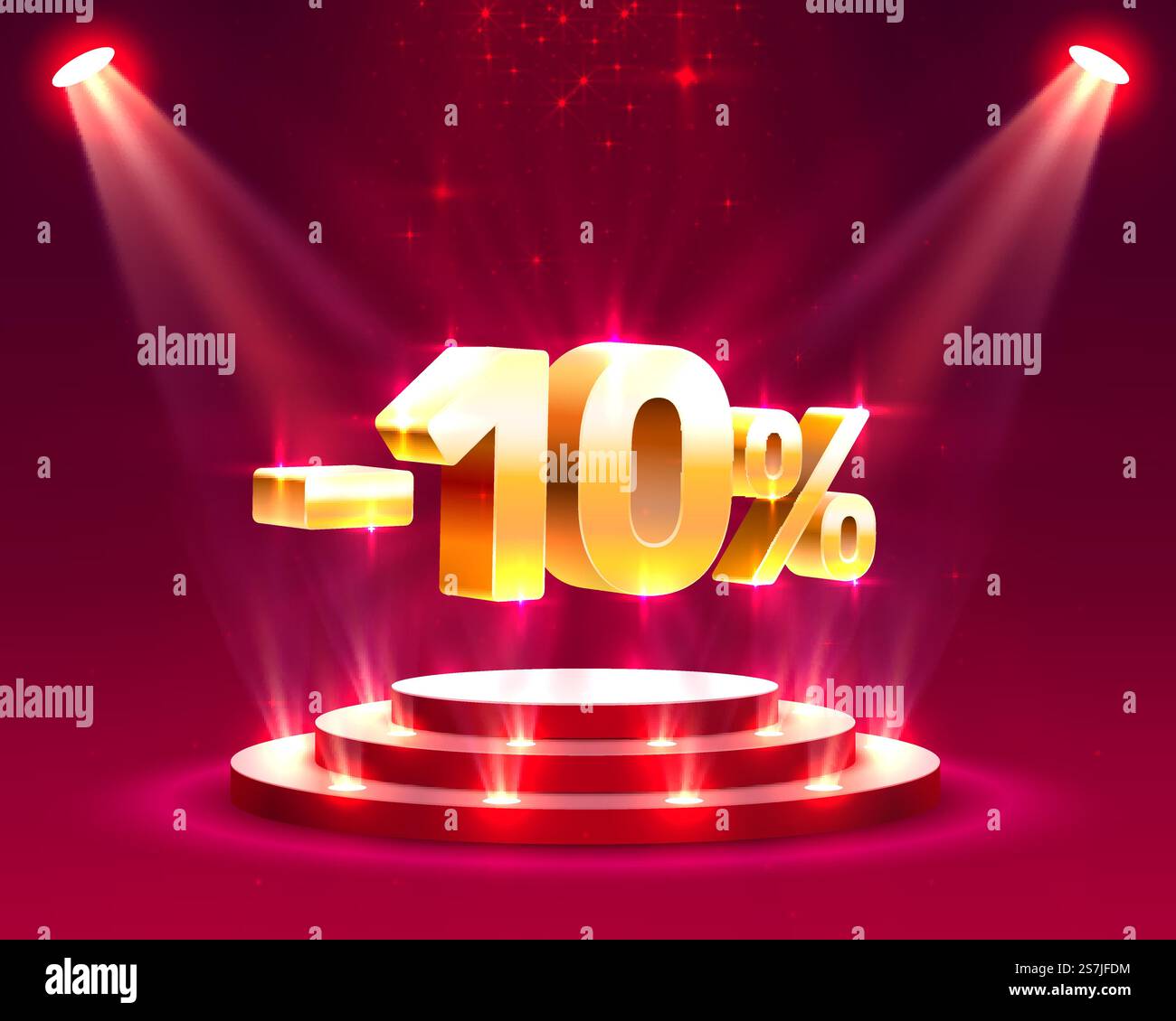 Podium action with share discount percentage 10. Vector illustration ...