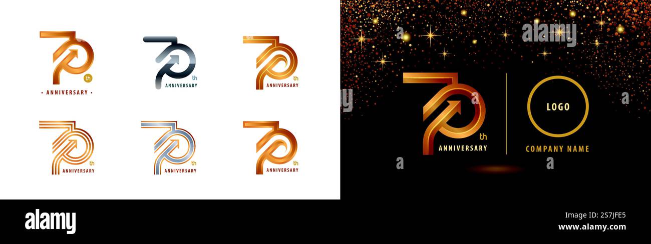 Set of 70th Anniversary logotype design, Seventy years anniversary ...