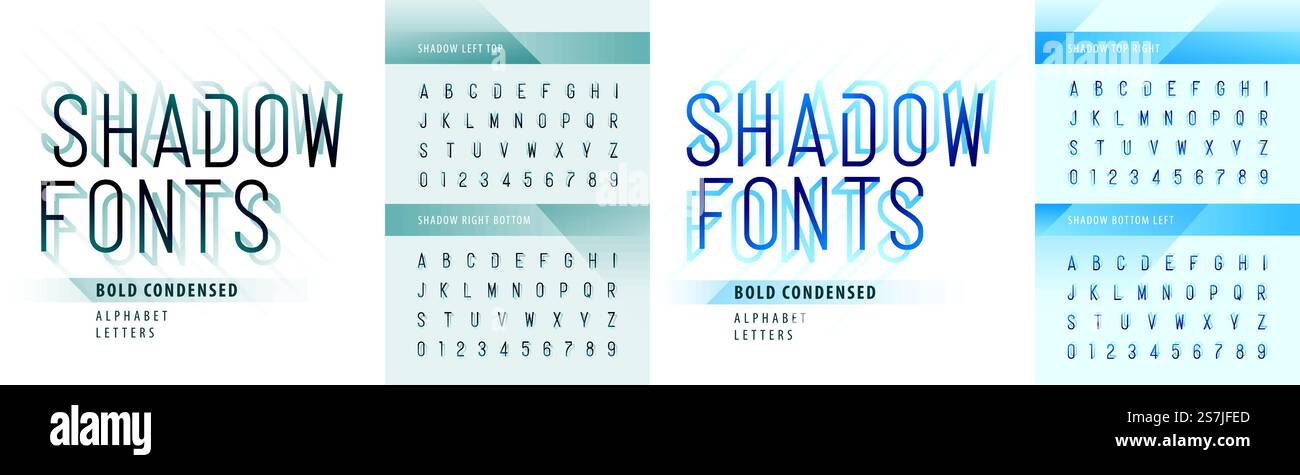 Vector of Modern Shadow Condensed Alphabet Letters and numbers, Modern ...