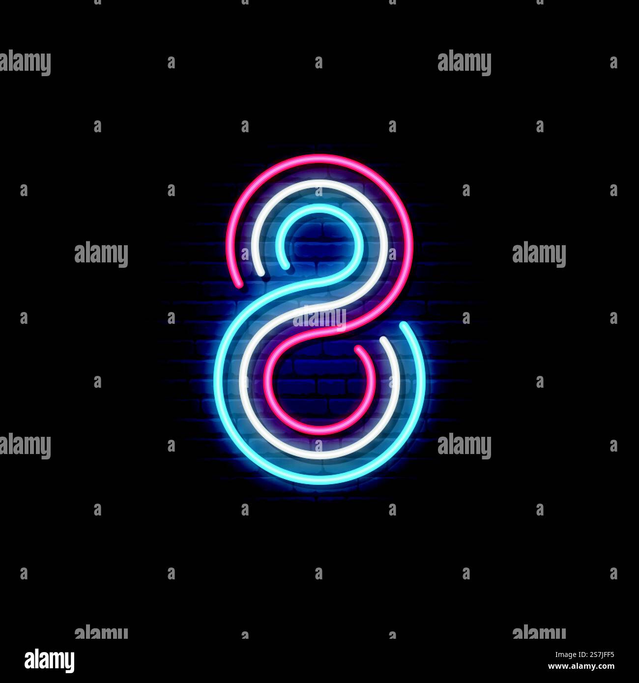 8 colorful number neon sign. Bright design for 8 March. Happy women’s ...